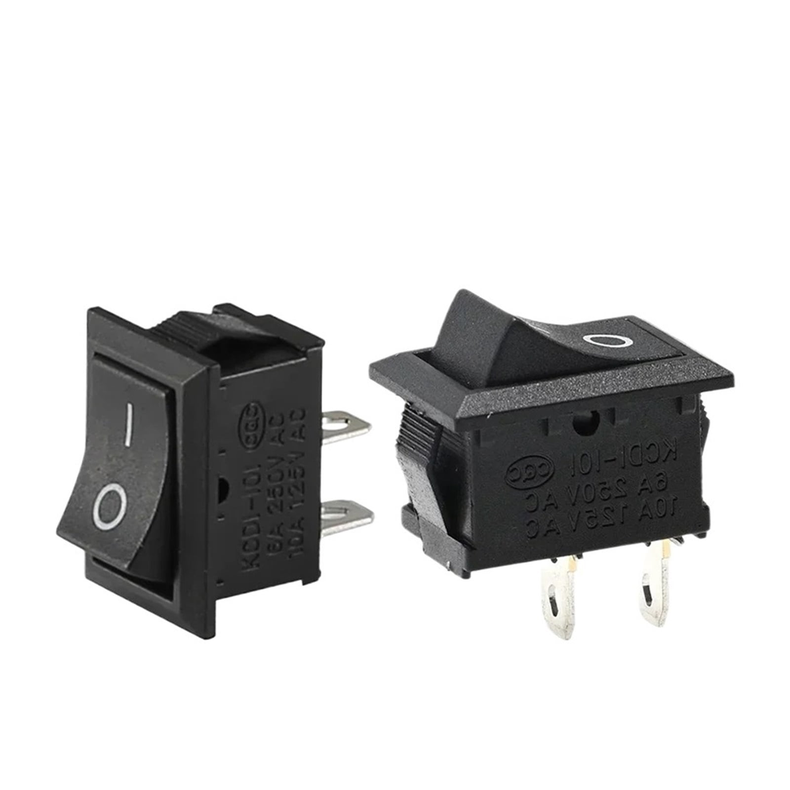 Black Snap-in Rocker Switch 2 Pin Power Switches SPST Boat-Shape Push ...