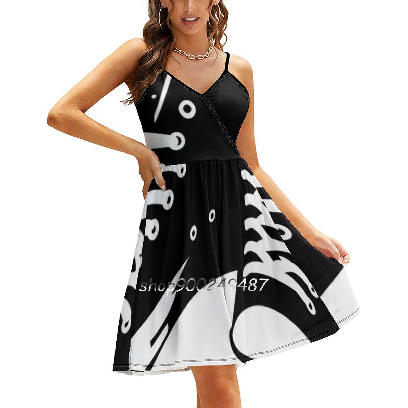Black Sneakers Sweet Elegant Dress Women Korean Kawaii Square Collar ...