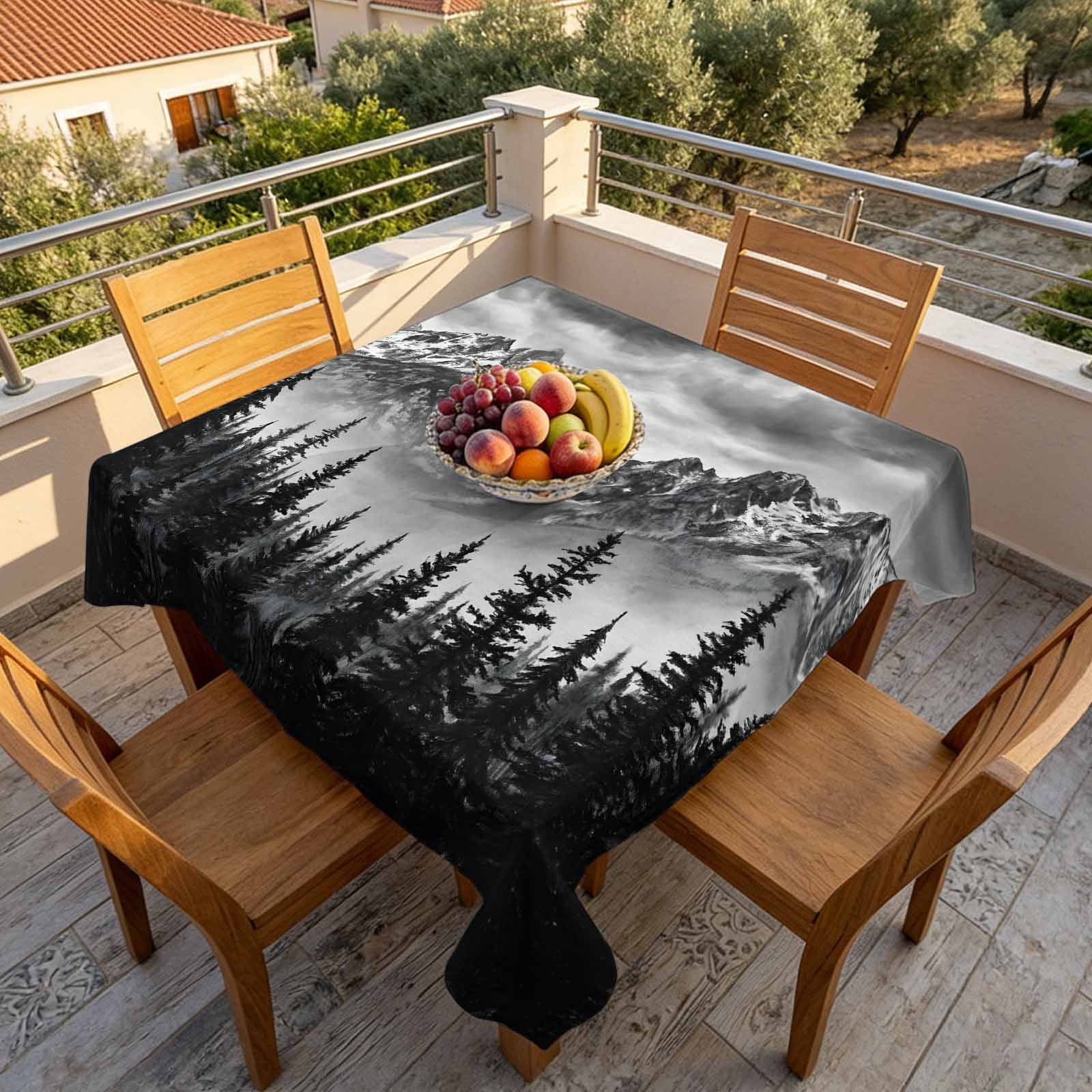 Black Snow Mountain Mountains Table Cloth 60x60in, Waterproof Square ...