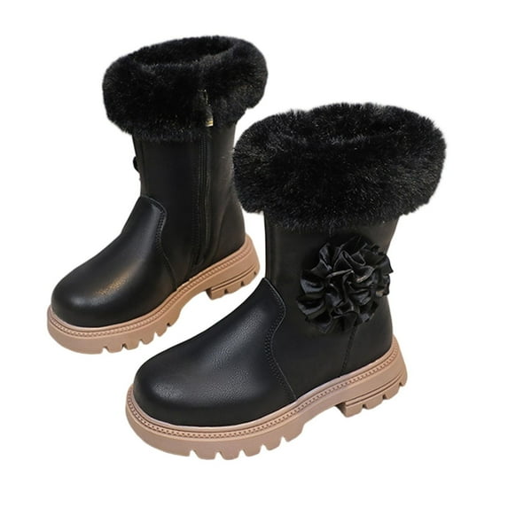 Black Snow Ready Boots For Girls With Artificial Leather For Winter ...