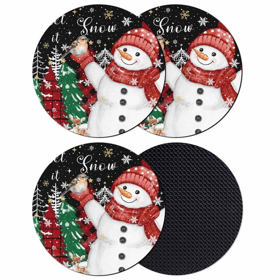 Black Snowman Christmas Coasters Set of 4, Absorbent Coasters for ...