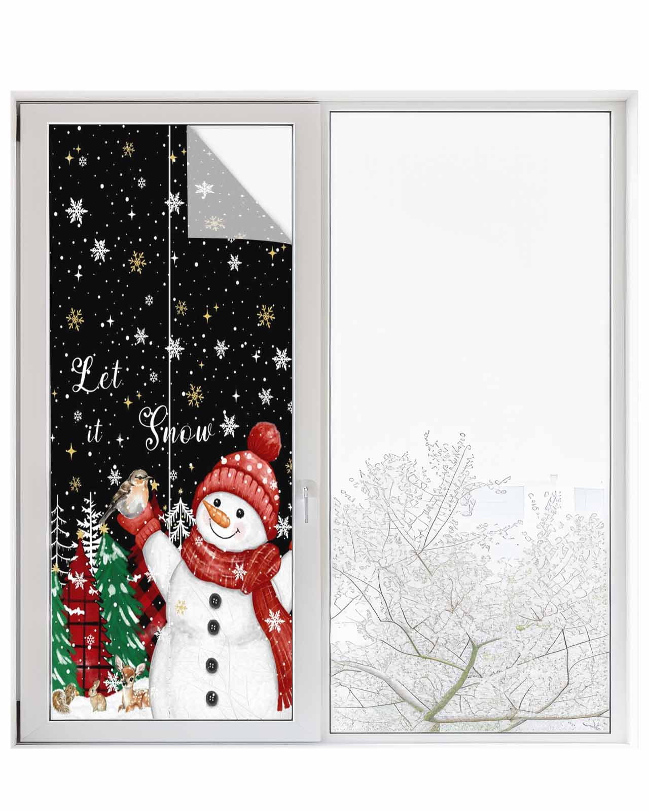 Black Snowman Christmas Window Privacy Film Stained Glass Window Film ...