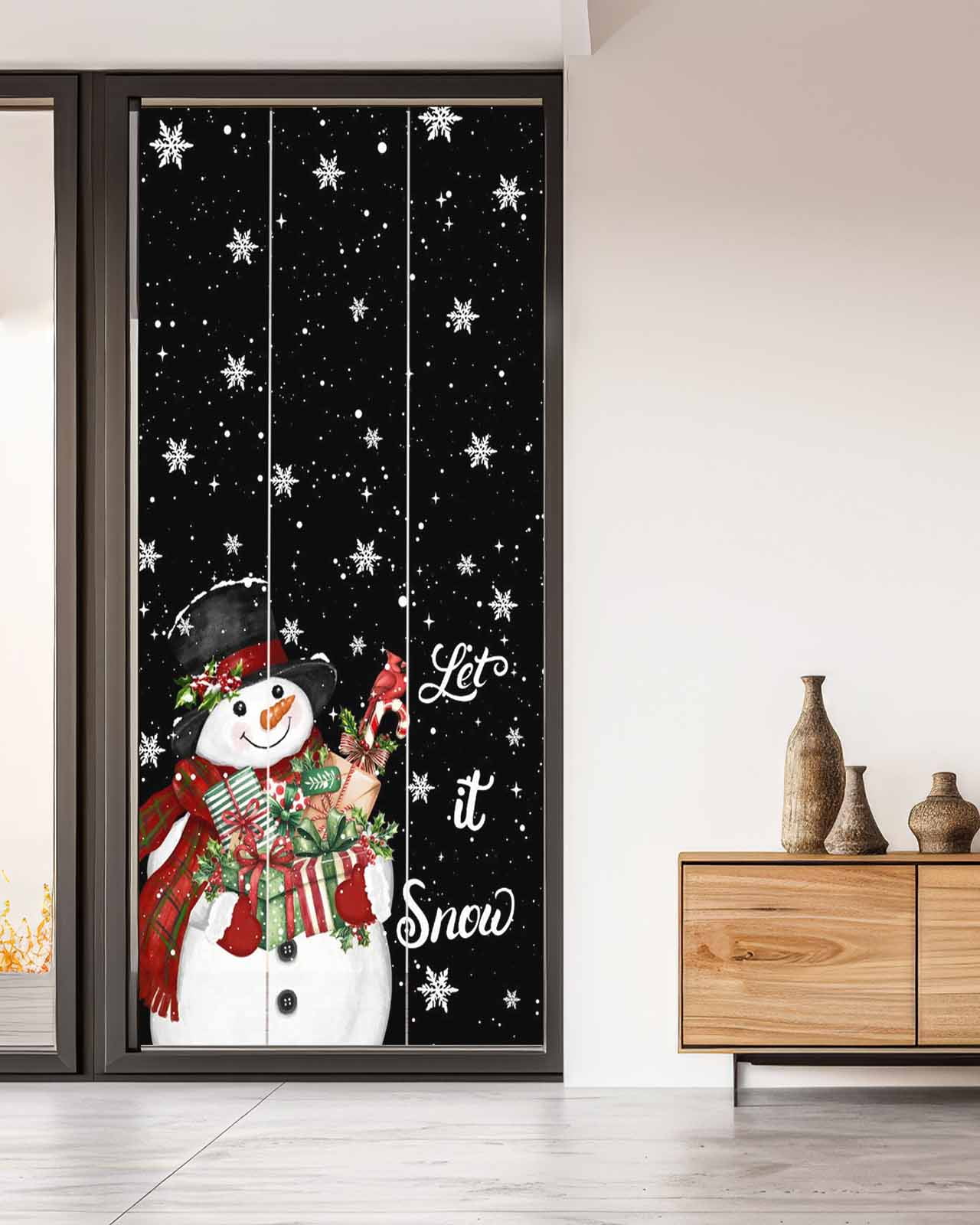 Black Snowman Christmas Window Privacy Film Stained Glass Window Film ...