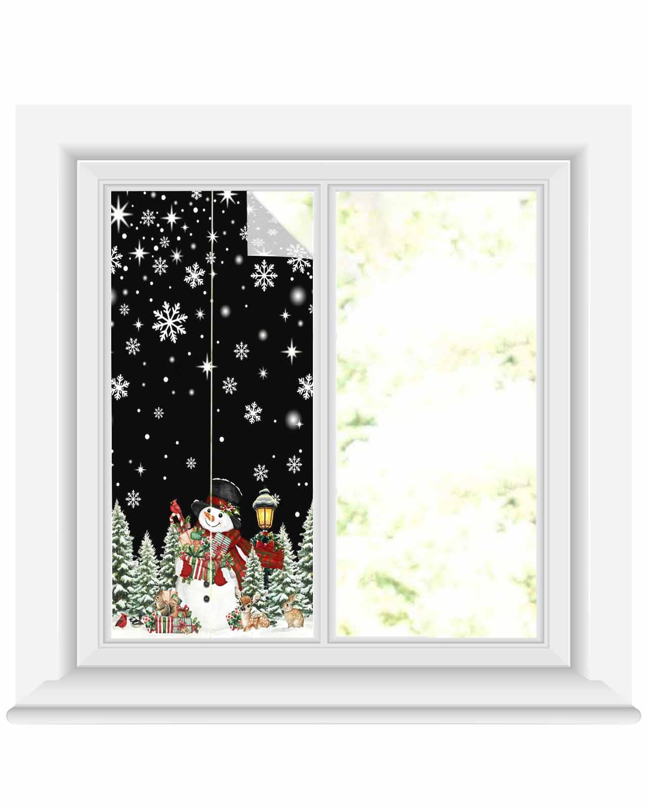 Black Snowman Christmas Window Privacy Film Stained Glass Window Film ...