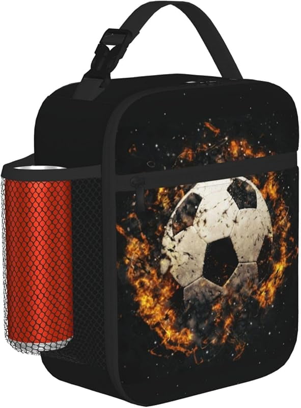 Black Soccer Lunch Box Lunch Bag For Women Adults Men - Insulated ...