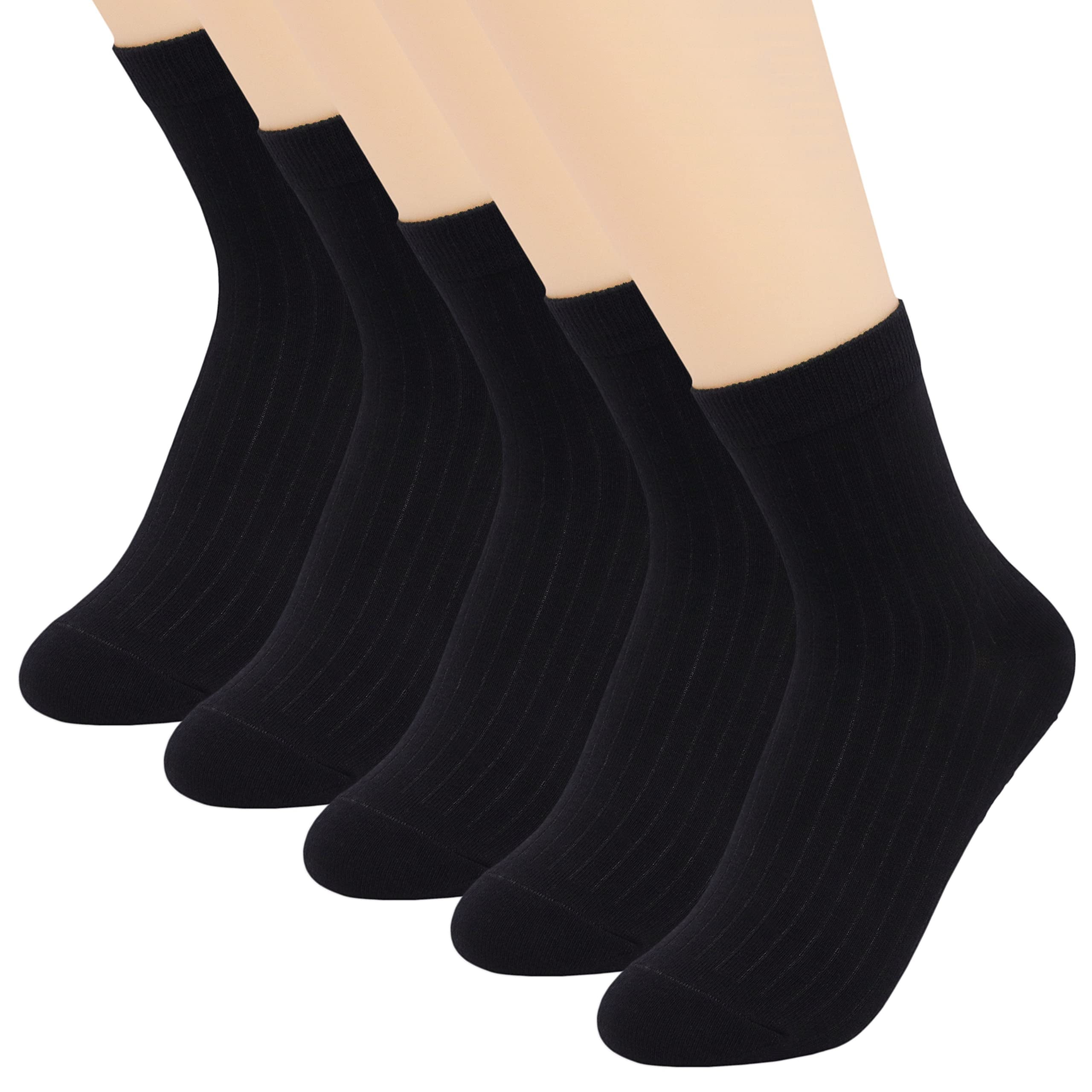 Black Socks Womens Crew Cotton 5 Pairs - Walmart.com
