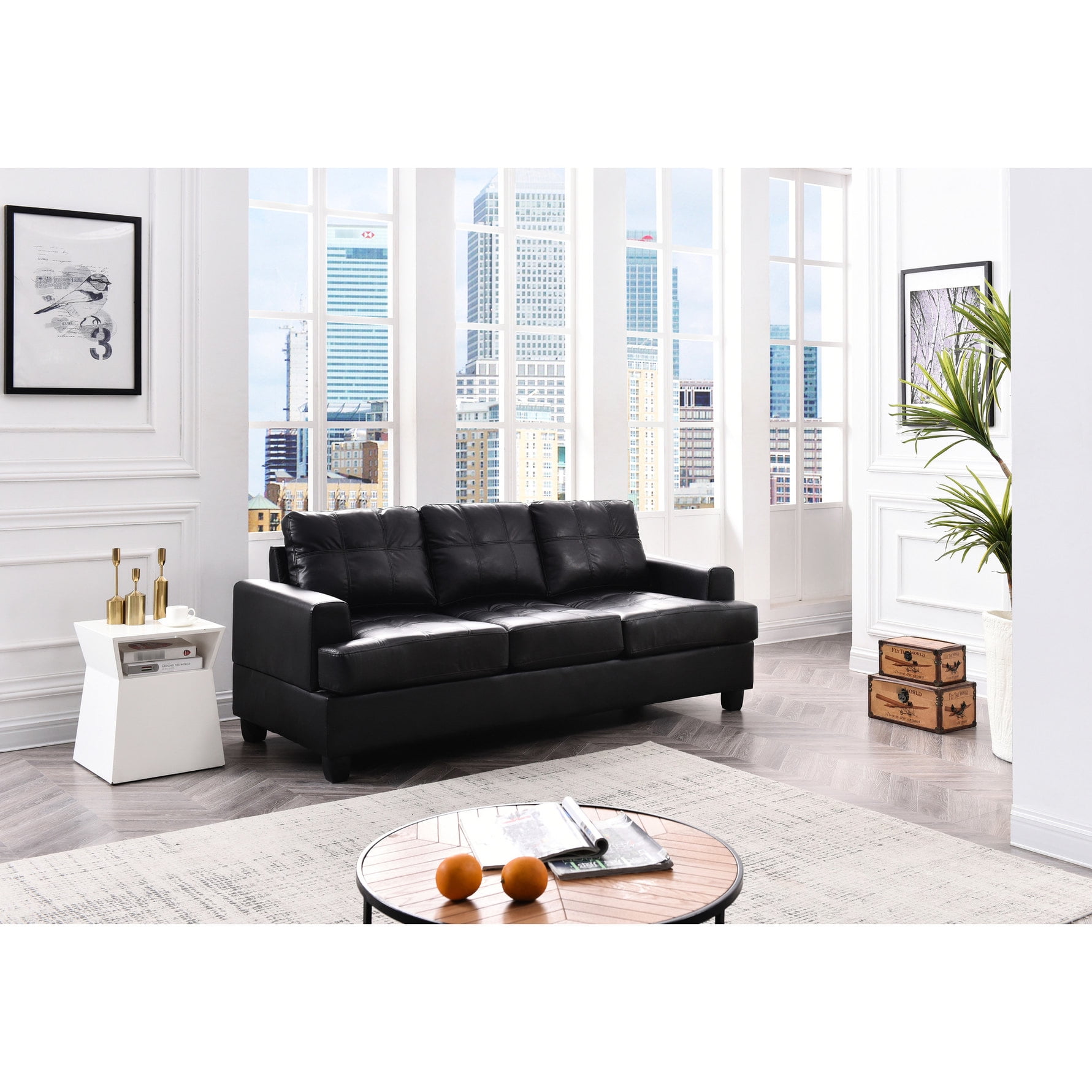 Black Sofa - Micro Suede Cover - Perfect for Basement Comfort / Spring ...