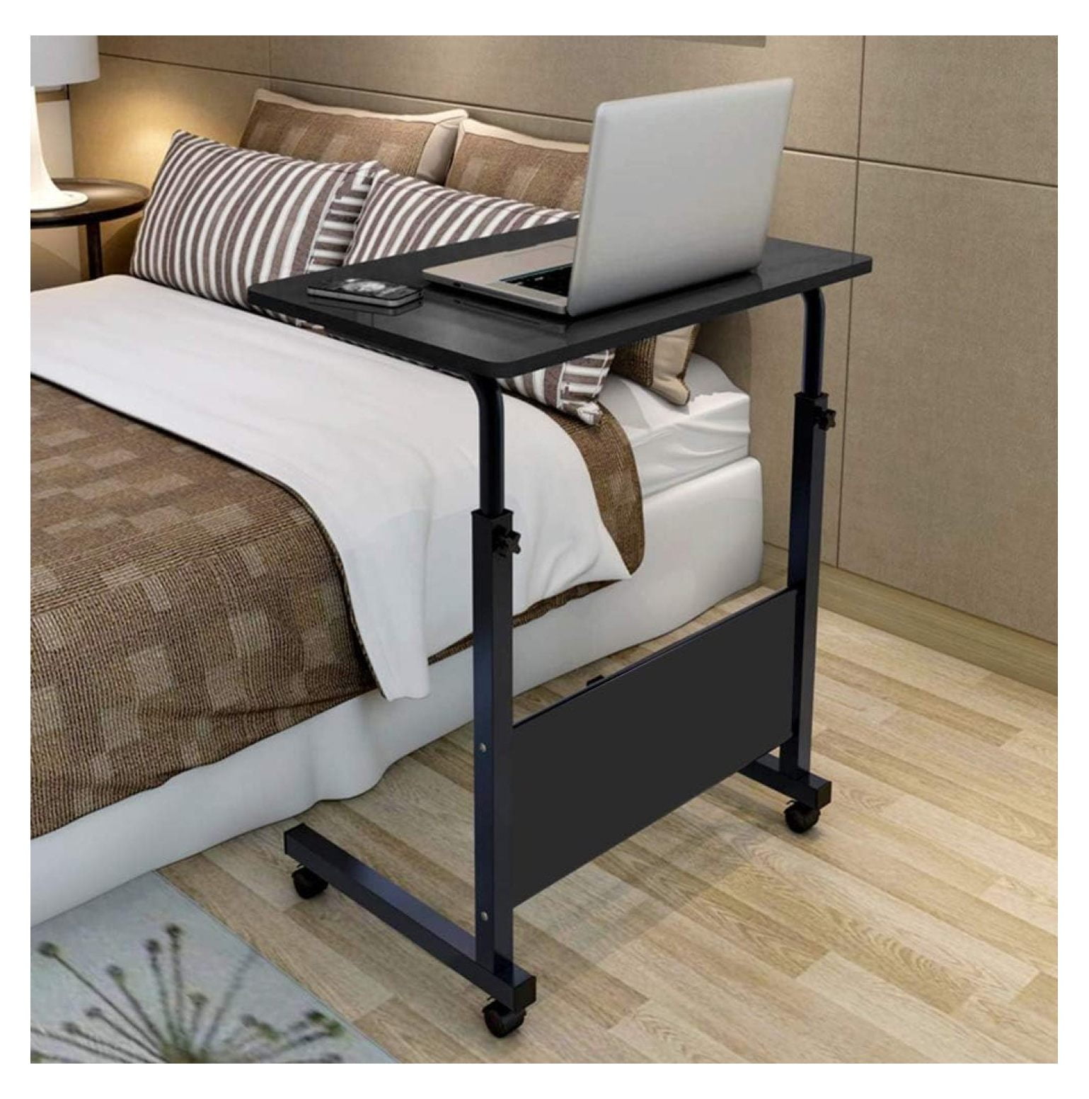 Black Sofa Side End Table Rolling Snack Table Breakfast TV Tray on ...