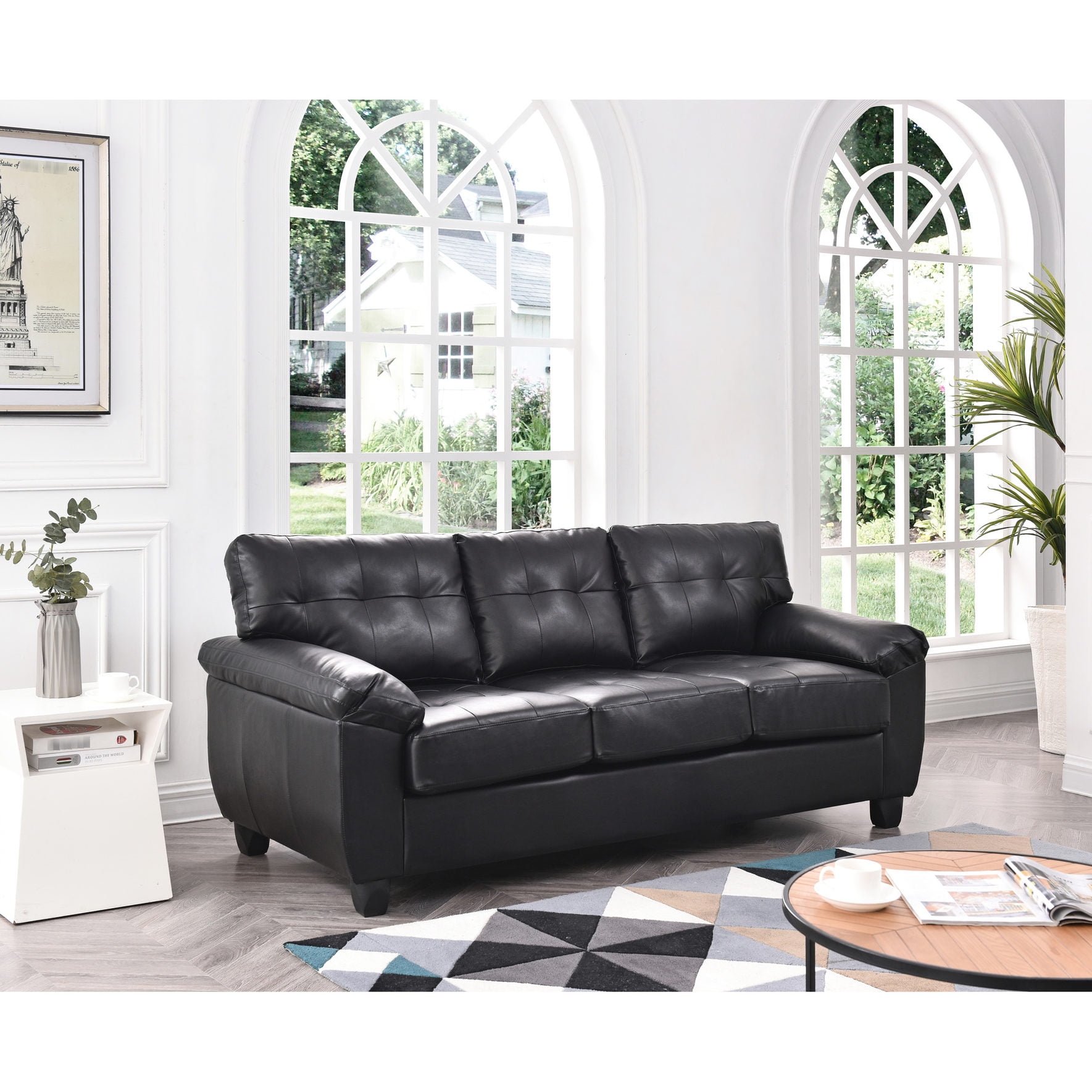Black Sofa with Foam Filler - Removable Backs for Access - For Living ...