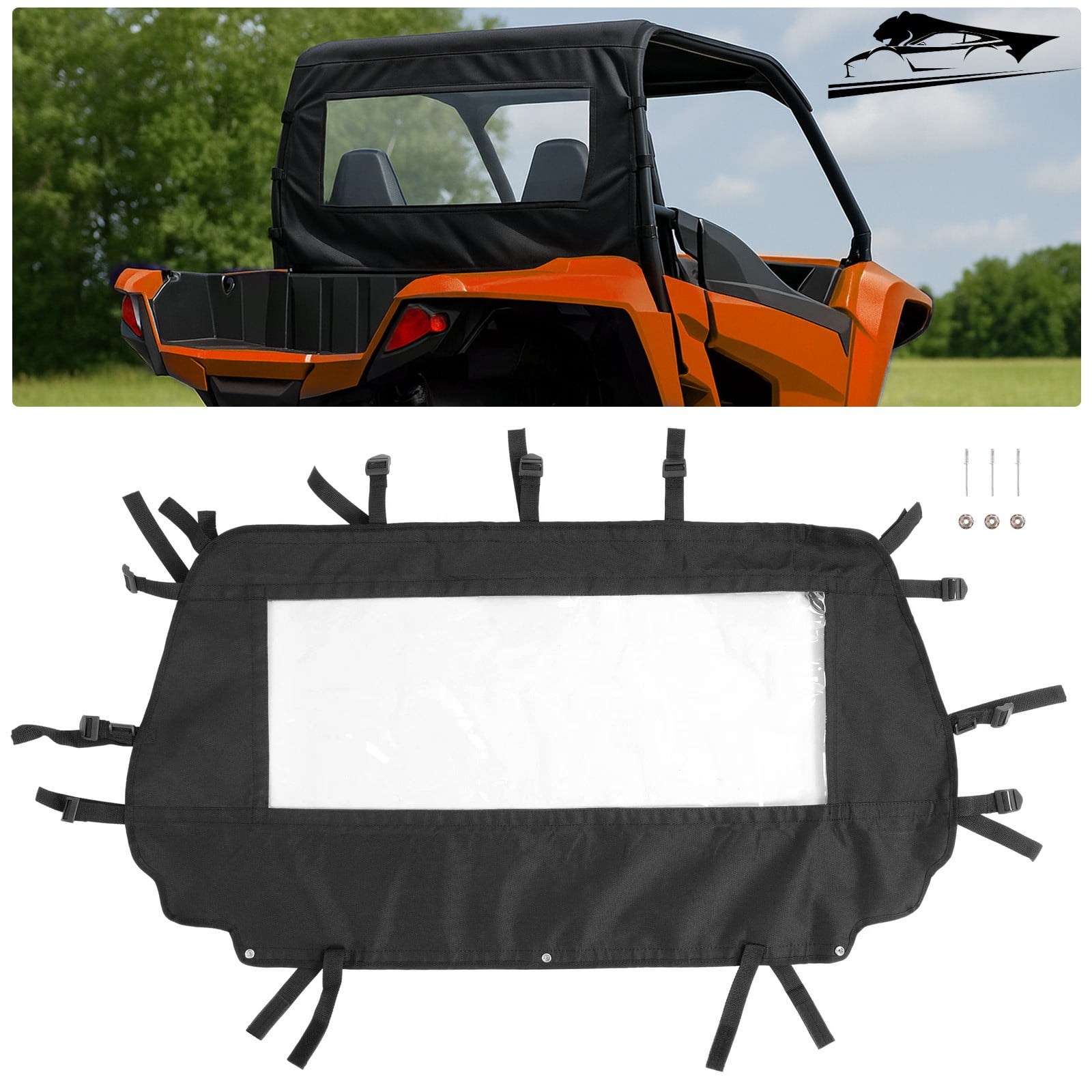 Black Soft Rear Panel Window/Dust Barrier For . Cat Wildcat Trail ...