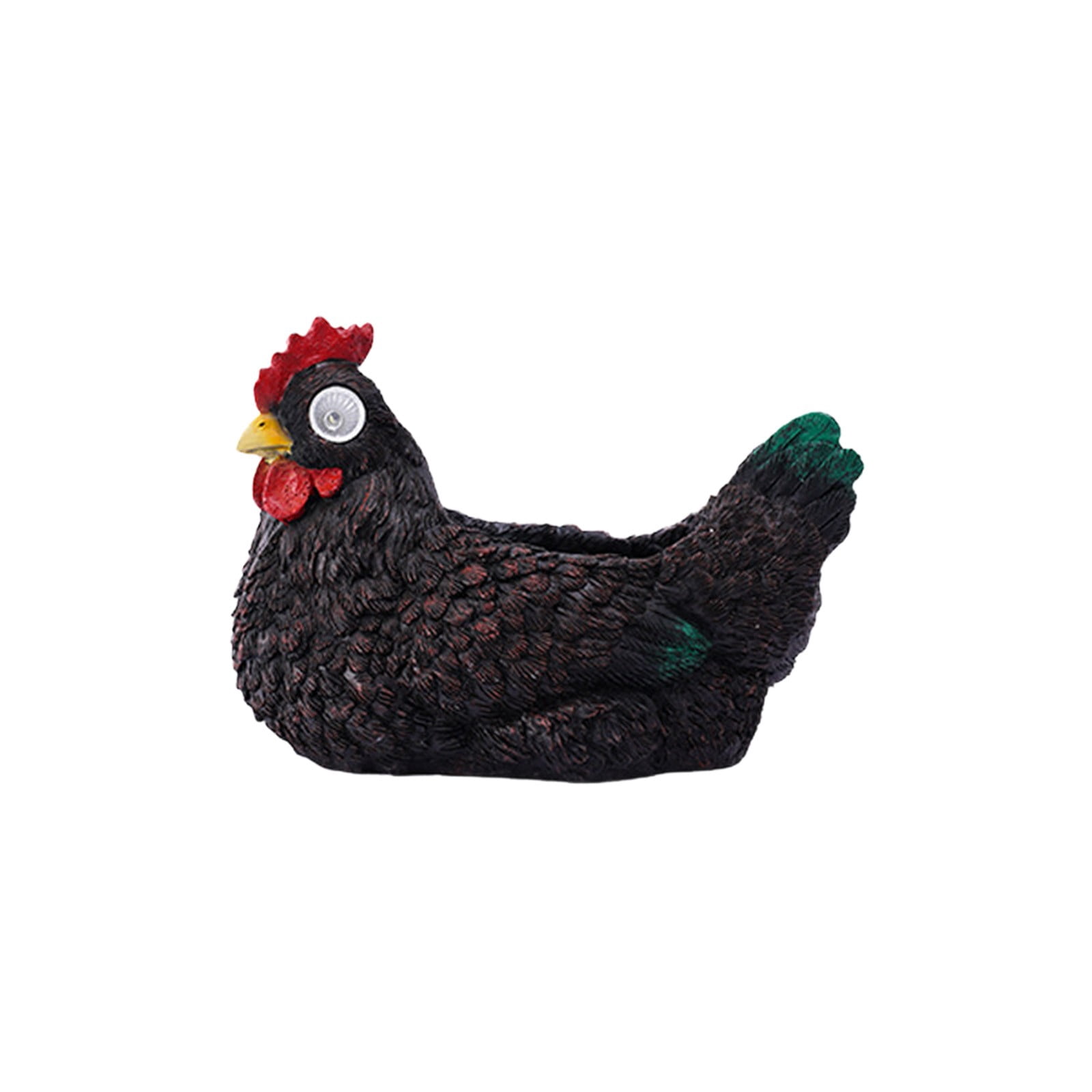 Black Solar Light Resin Hen Garden Statue Bonsai Decor Glowing Chicken ...