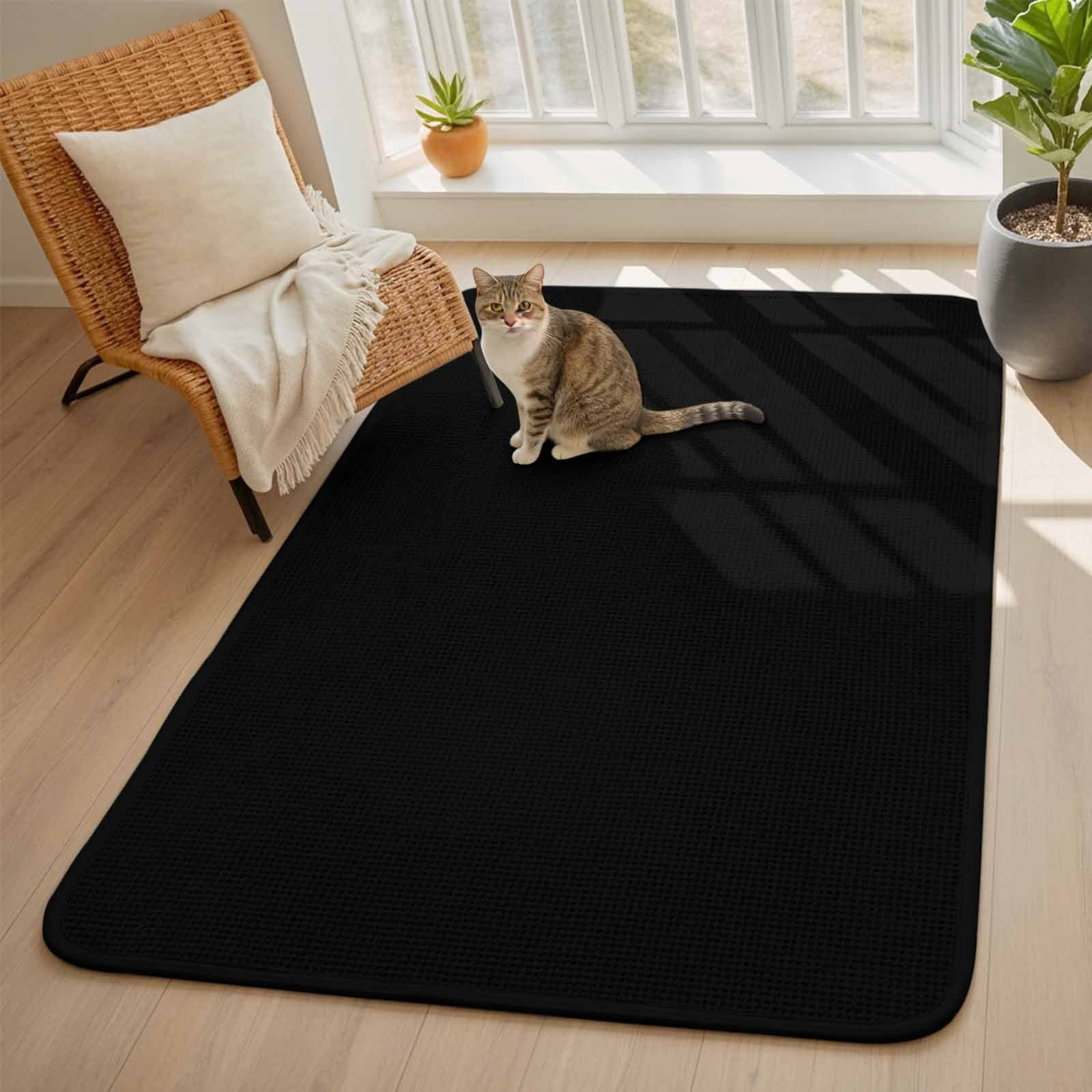 Black Solid Area Rugs for Living Room 5x7, Color Washable Area Rug with ...