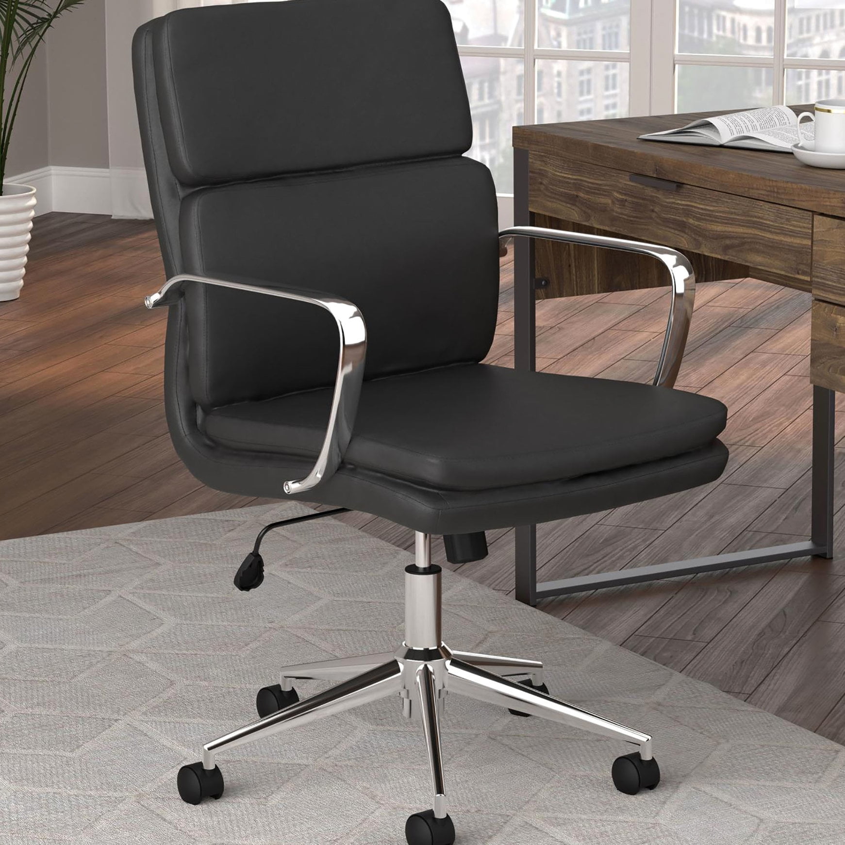 Black Solid - Back Office Chair | Contoured for Comfort during Work ...