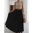 Black Solid Color Flowing Maxi Skirt Casual Bohemian Summer - Walmart.com