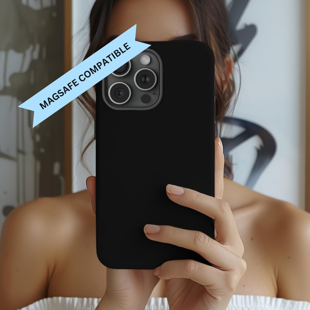 Black Solid Color Minimalist Blank Phone Case with iPhone 17 to 11 Pro ...