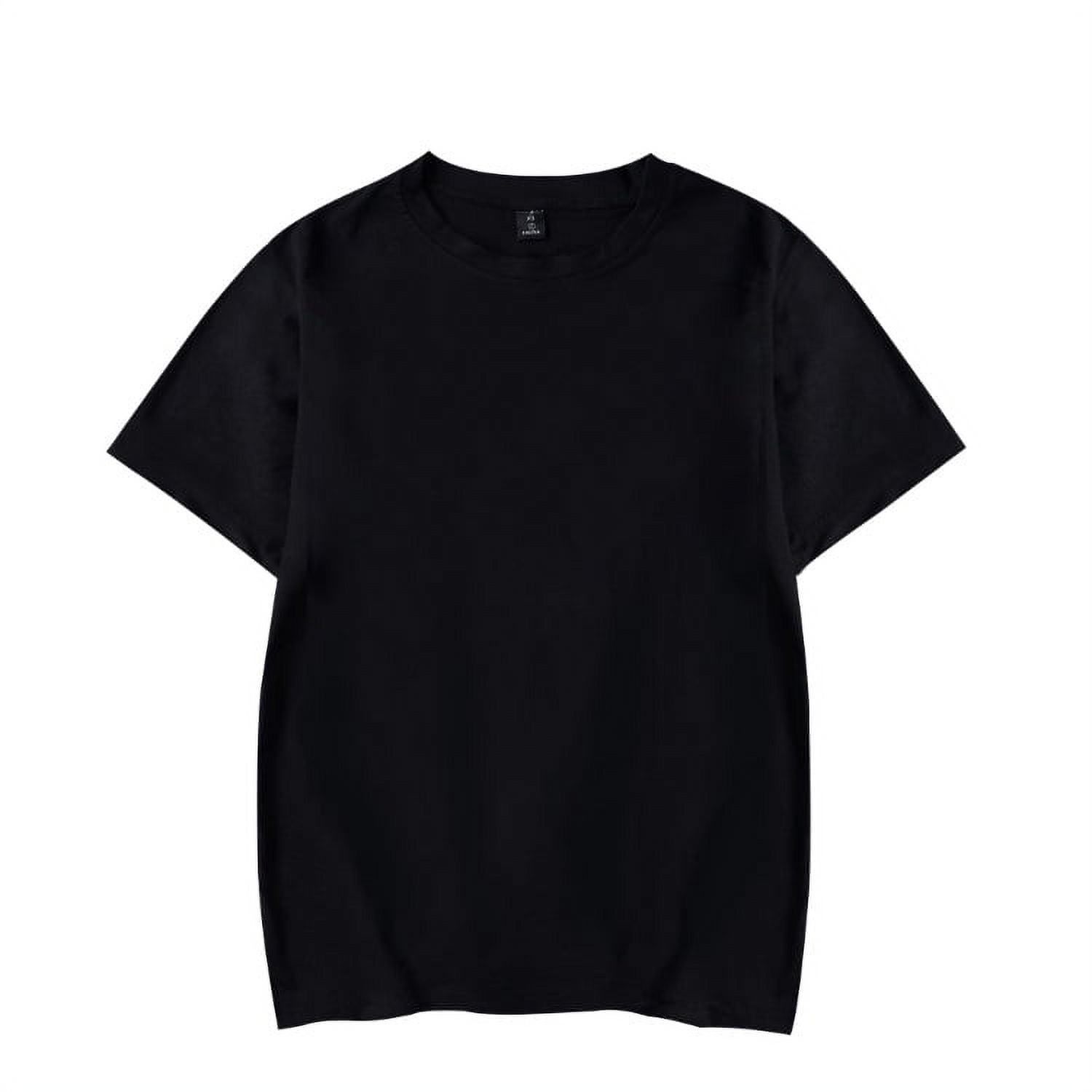 Black Solid Color T-shirt Women Men Vintage Tee Fashion Short Sleeve ...