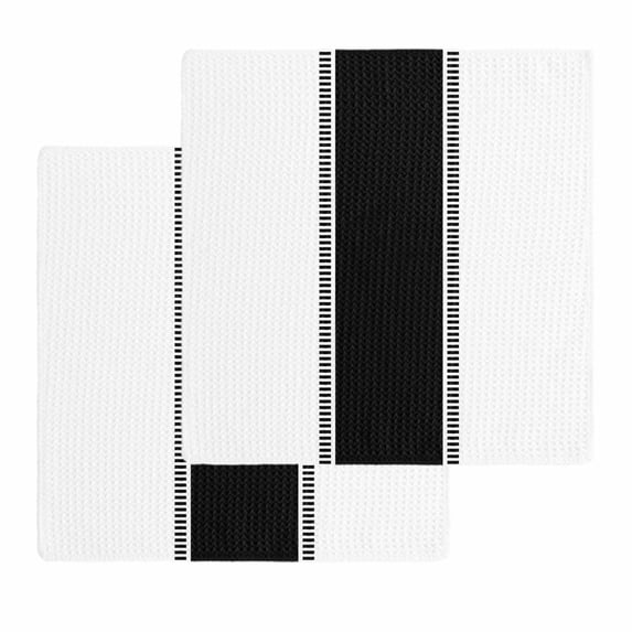 Black Solid Color Texture Kitchen Dish Towels for Drying Dishes Set of ...