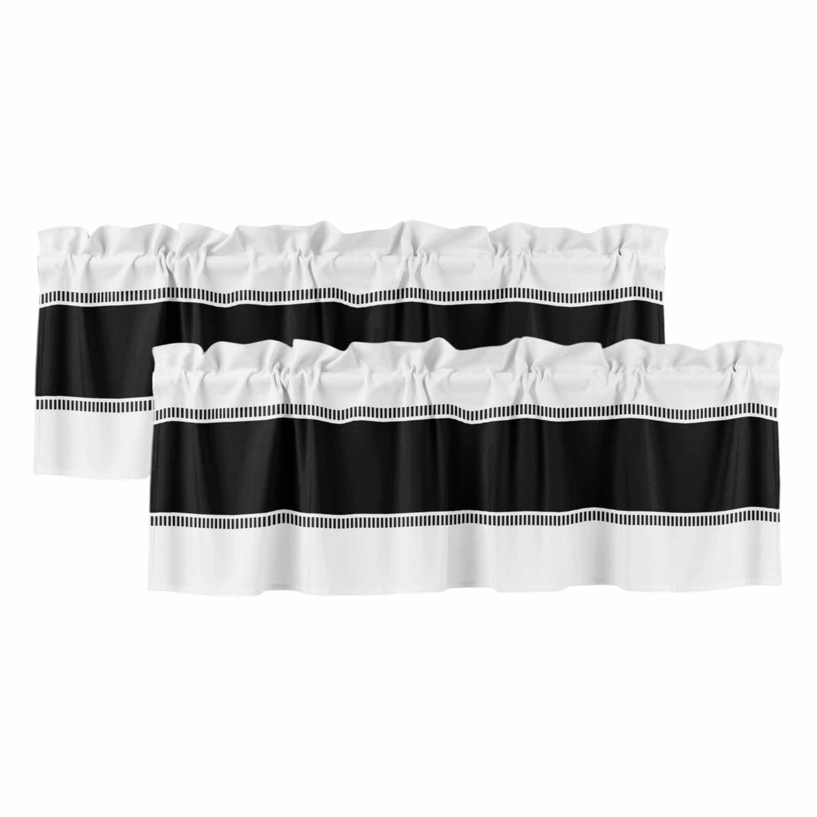 Black Solid Color Texture Valances for Windows, Decorative Rod Pocket ...