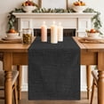 Black Solid Dining Table Runner, Minimalist Cloth Dark Gray Linen ...