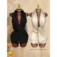 Black Solid Halter Neck Wrap Dress With Twist Front And Pleated Bodycon ...