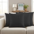Black Solid Pillow Covers Set of 4, Minimalist Cloth Dark Gray Linen ...