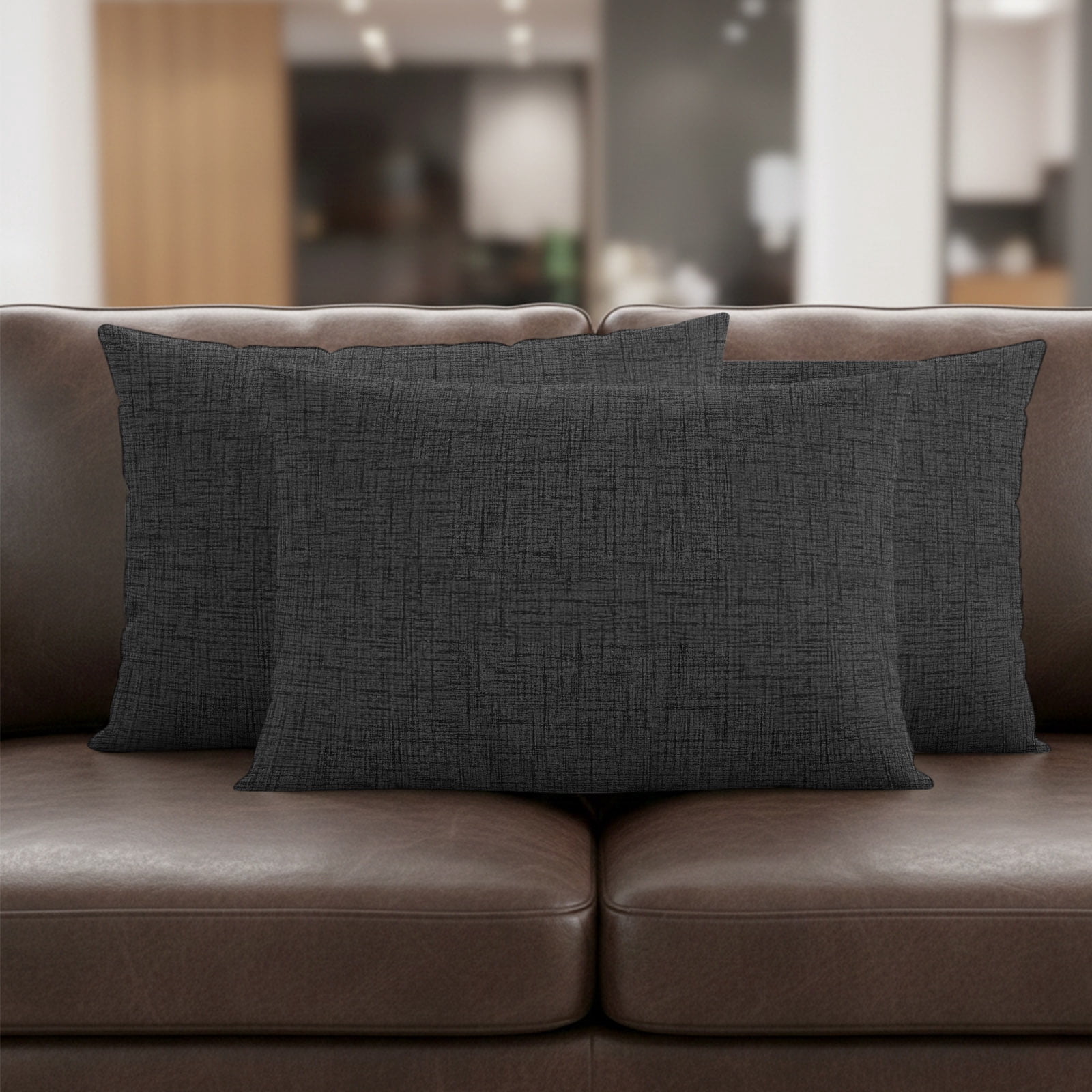 Black Solid Pillow Covers Set of 4, Minimalist Cloth Industrial Slate ...