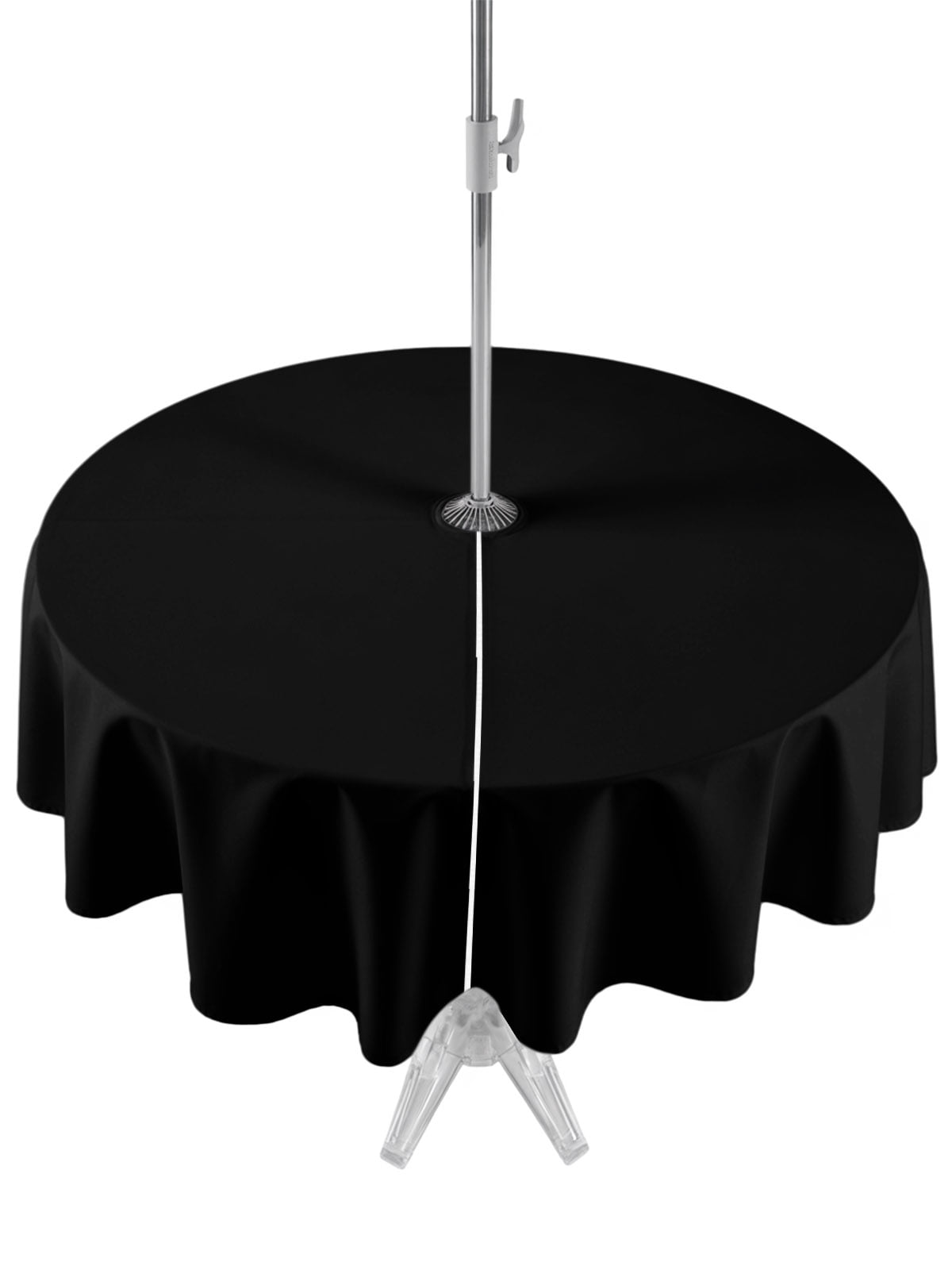 Black Solid Round Outdoor Tablecloth with Umbrella Hole Color 54 Inch ...