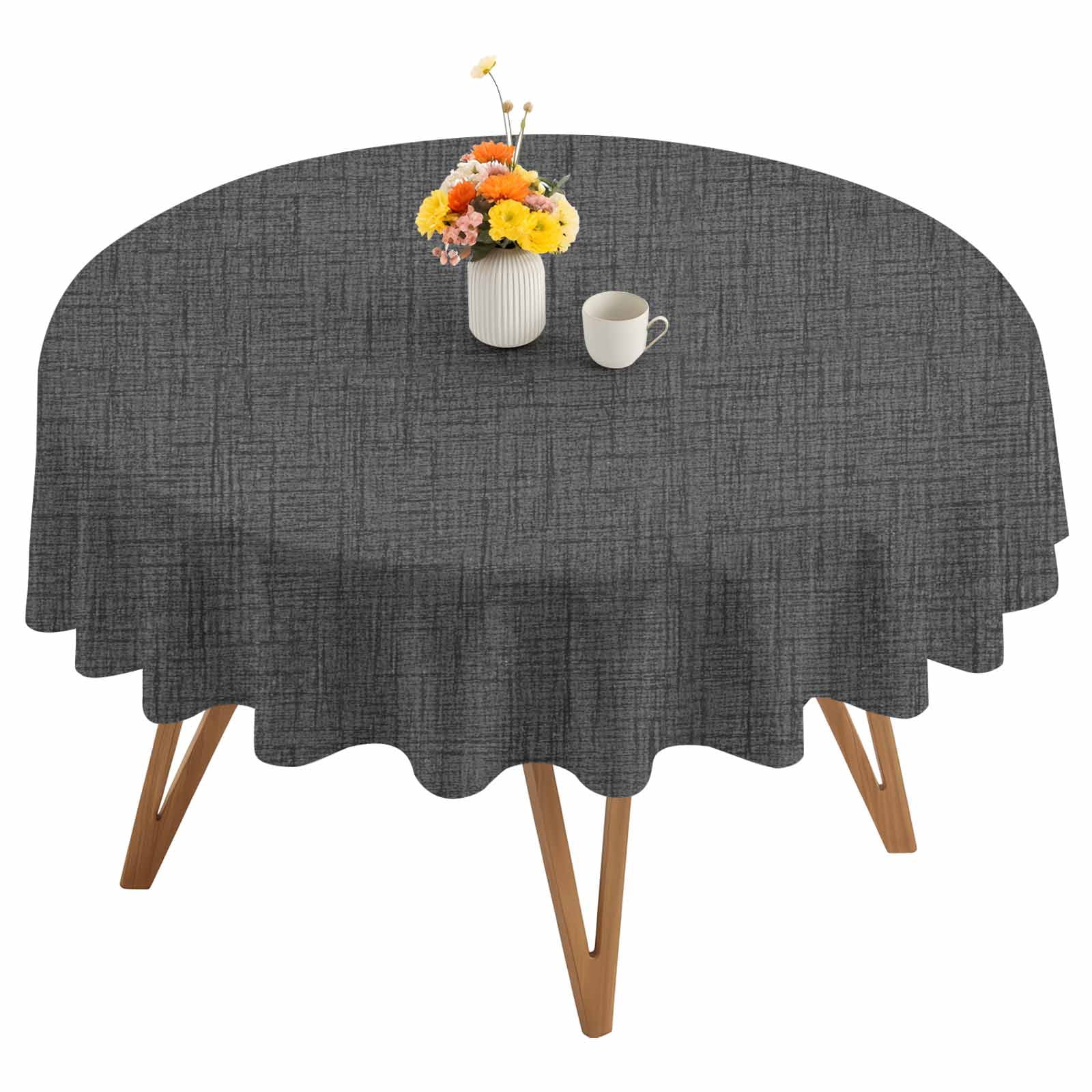 Black Solid Round Tablecloth 60 inches Minimalist Cloth Industrial ...