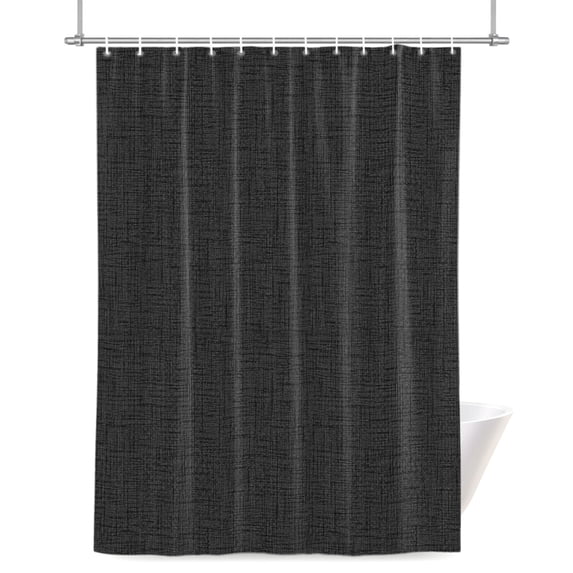 Black Solid Shower Curtain, Minimalist Cloth Dark Gray Linen Texture ...