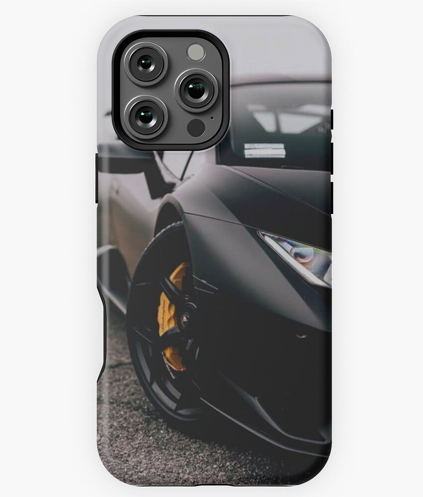 Black Solid Sports Car Supercar M1768 Phone Case for iPhone 17 16 15 14 ...