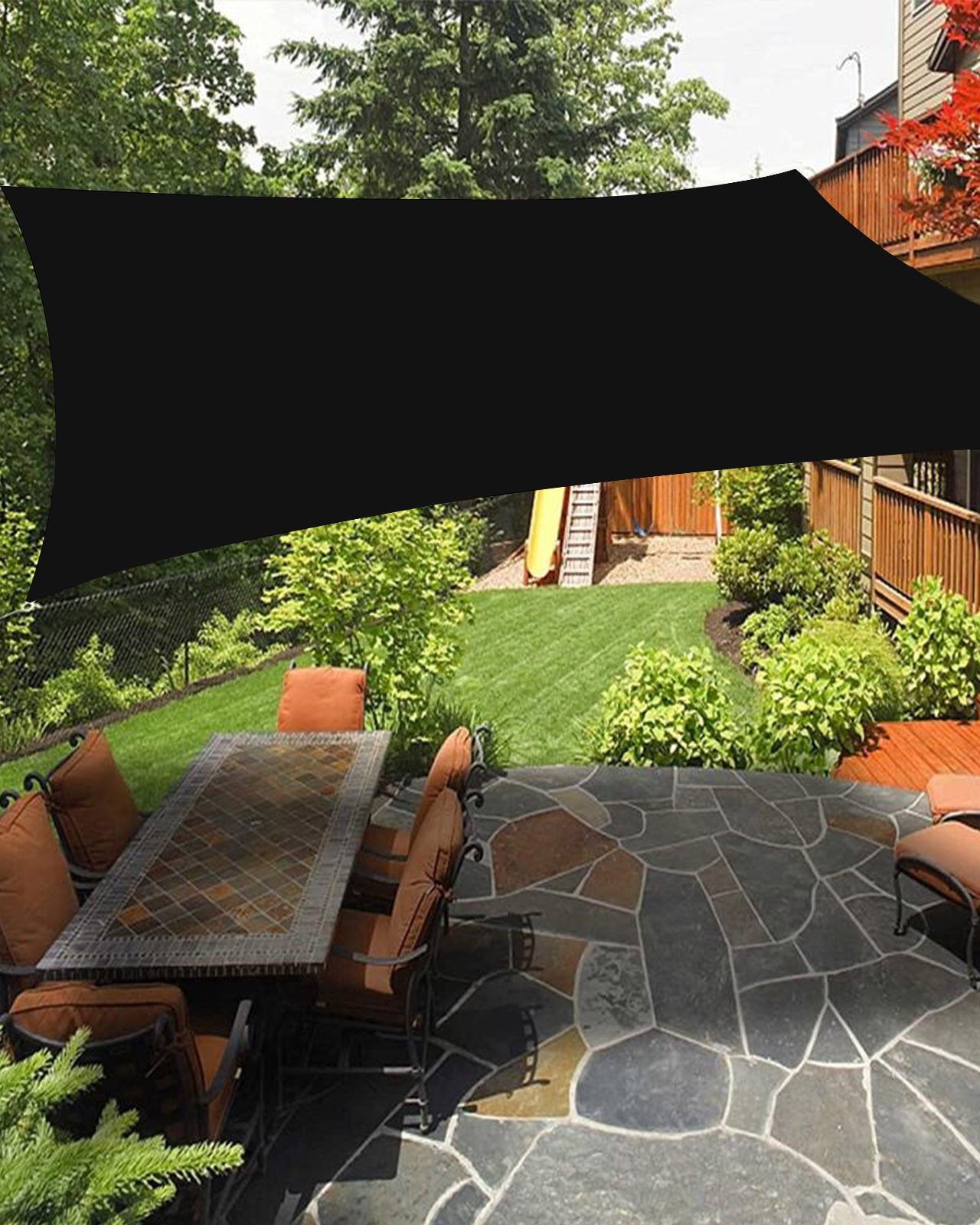 Black Solid Sun Shade Sail 6.5'X10' Color UV Block Outdoor Sail Shades ...