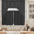 Black Solid Swag Curtains Valance and Tier Set, Minimalist Cloth Dark ...