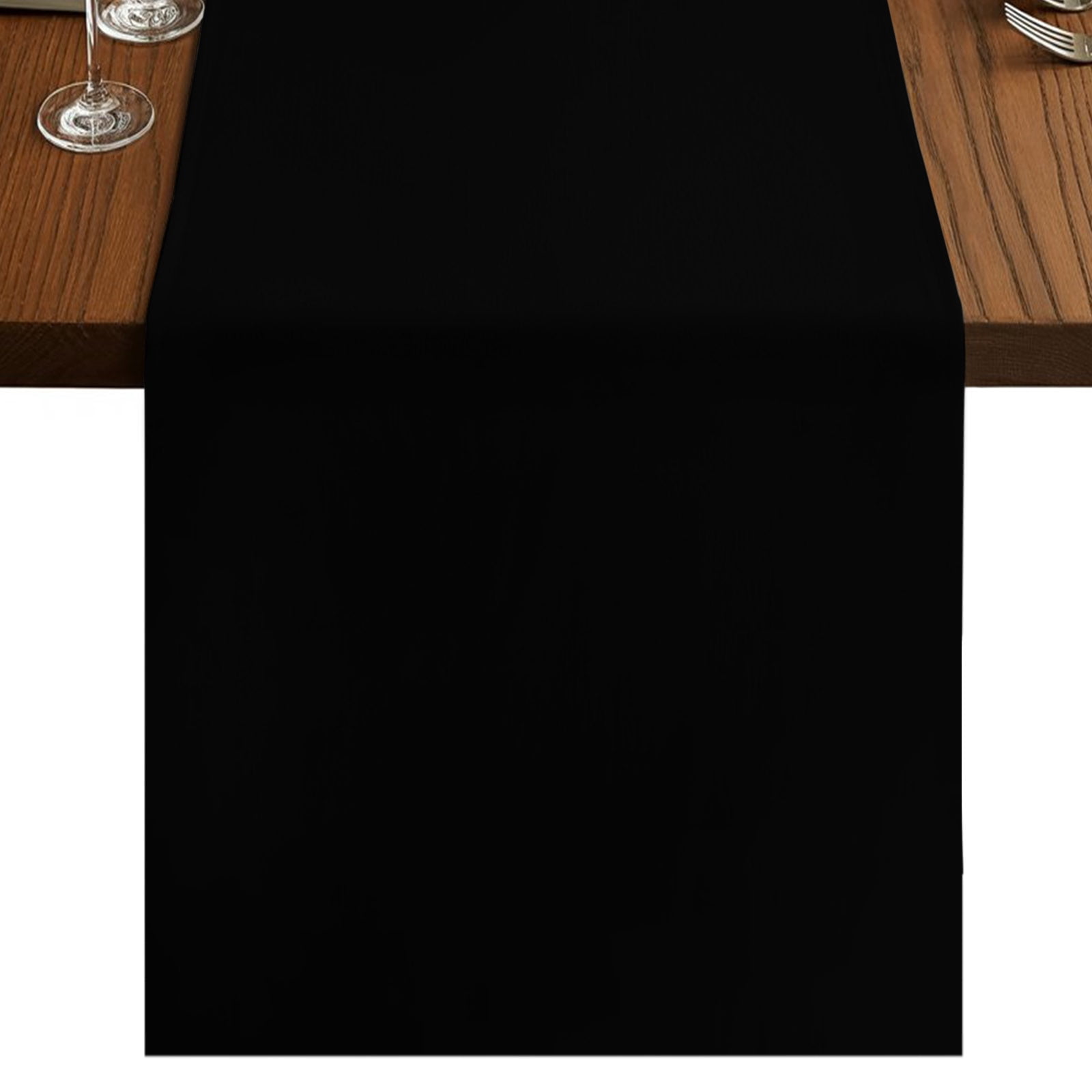 Black Solid Table Runner 60 Inches Long, Color Cotton Linen Dining ...