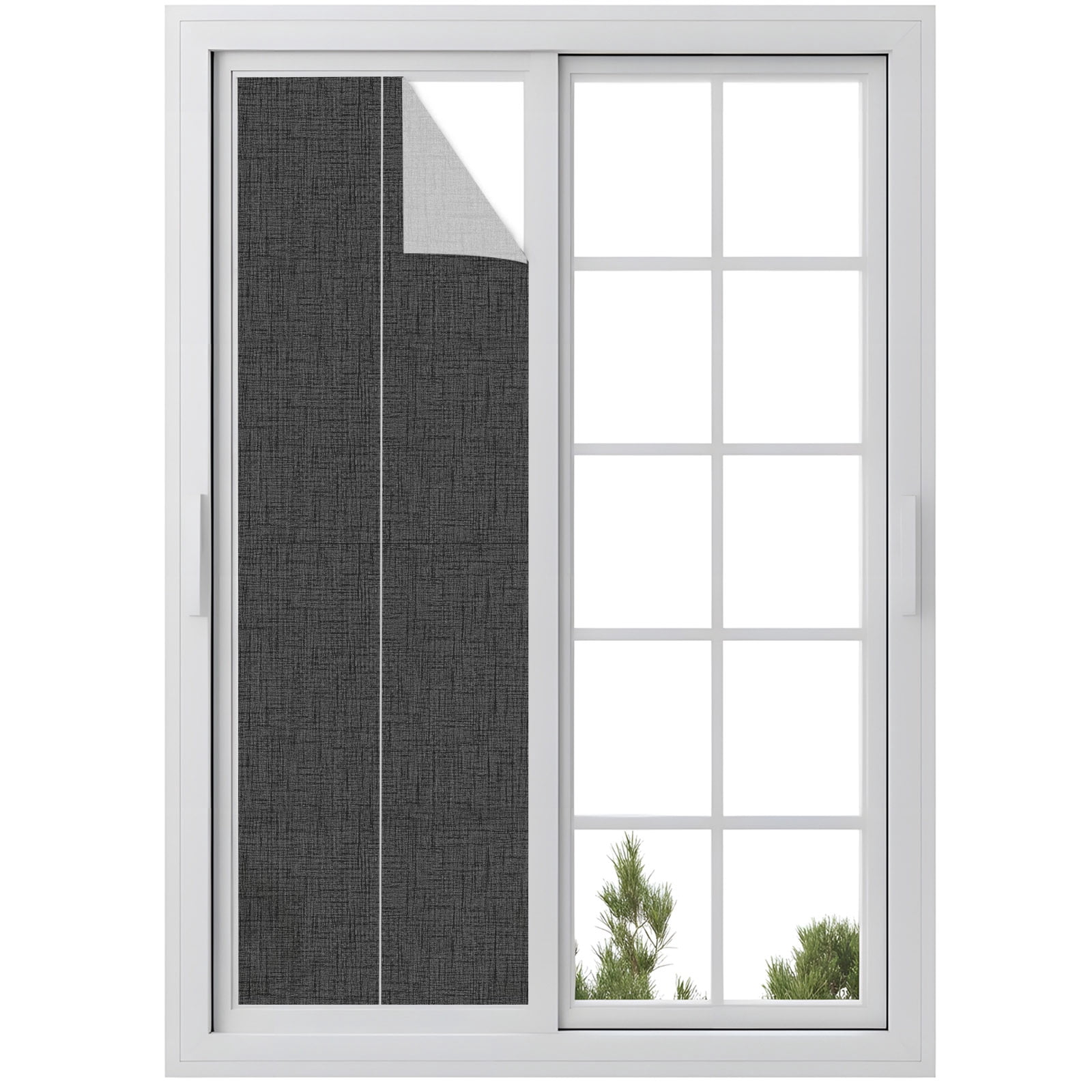 Black Solid Window Privacy Film Minimalist Cloth Industrial Slate Black ...