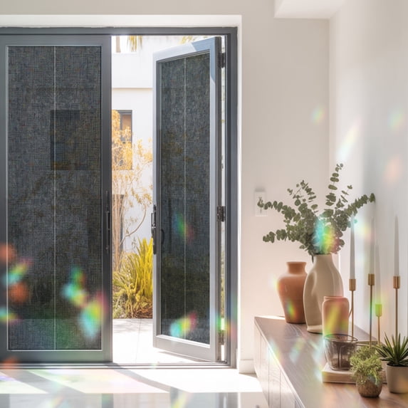 Black Solid Window Privacy Film Minimalist Cloth Industrial Slate Black ...