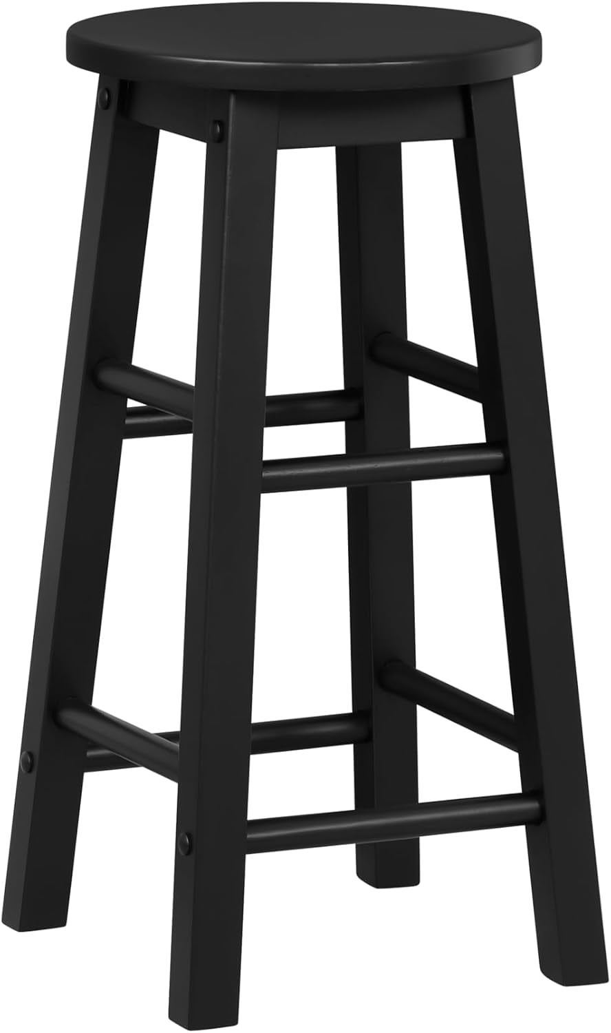 Black Solid Wood Backless Round Counter Stool - Walmart.com