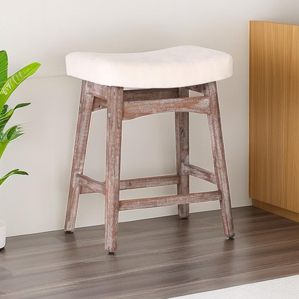 Black Solid Wood Bar Stool for Kitchen Counter Height Barstool with ...