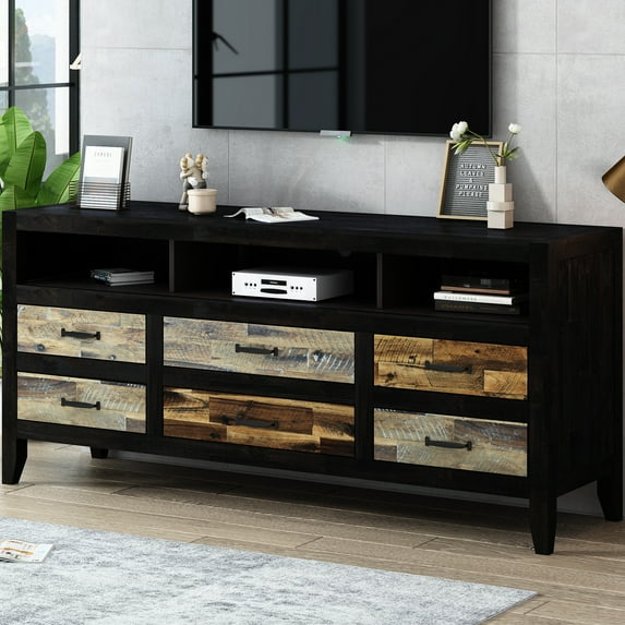 Black Solid Wood - Cable Management Design - Home Media Setup - Easy ...