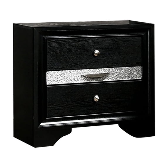 Black, Solid Wood and MDF - Contemporary Nightstand with Hidden Drawer ...