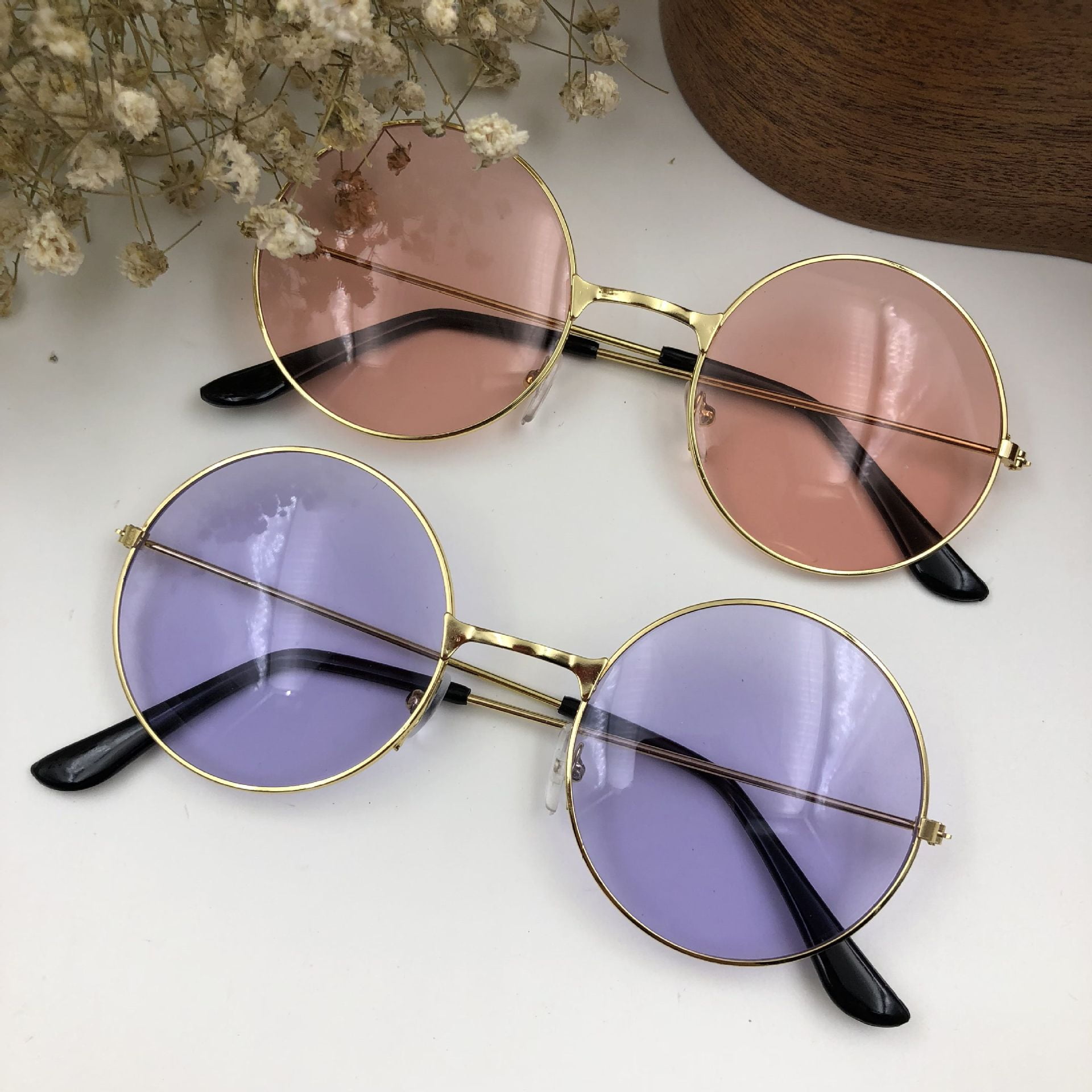 Black Source Metal Prince Mirror Classic Round Sunglasses Transparent ...
