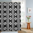 Black Southwestern Shower Curtain, Aztec Diamond Motif Tribal Geometric ...