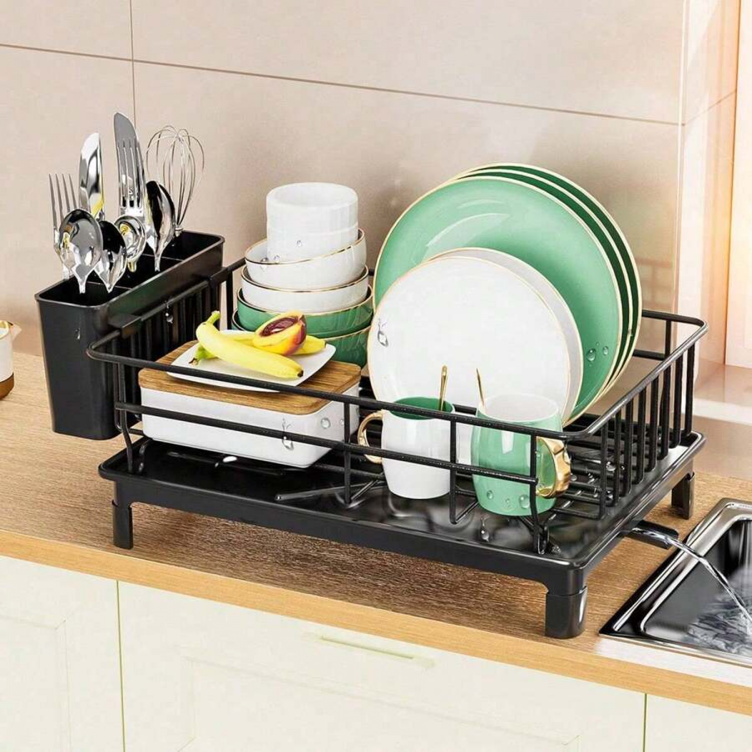 Black Space-Saving Dish Rack, Dish Racks for Kitchen Counter, Plate ...