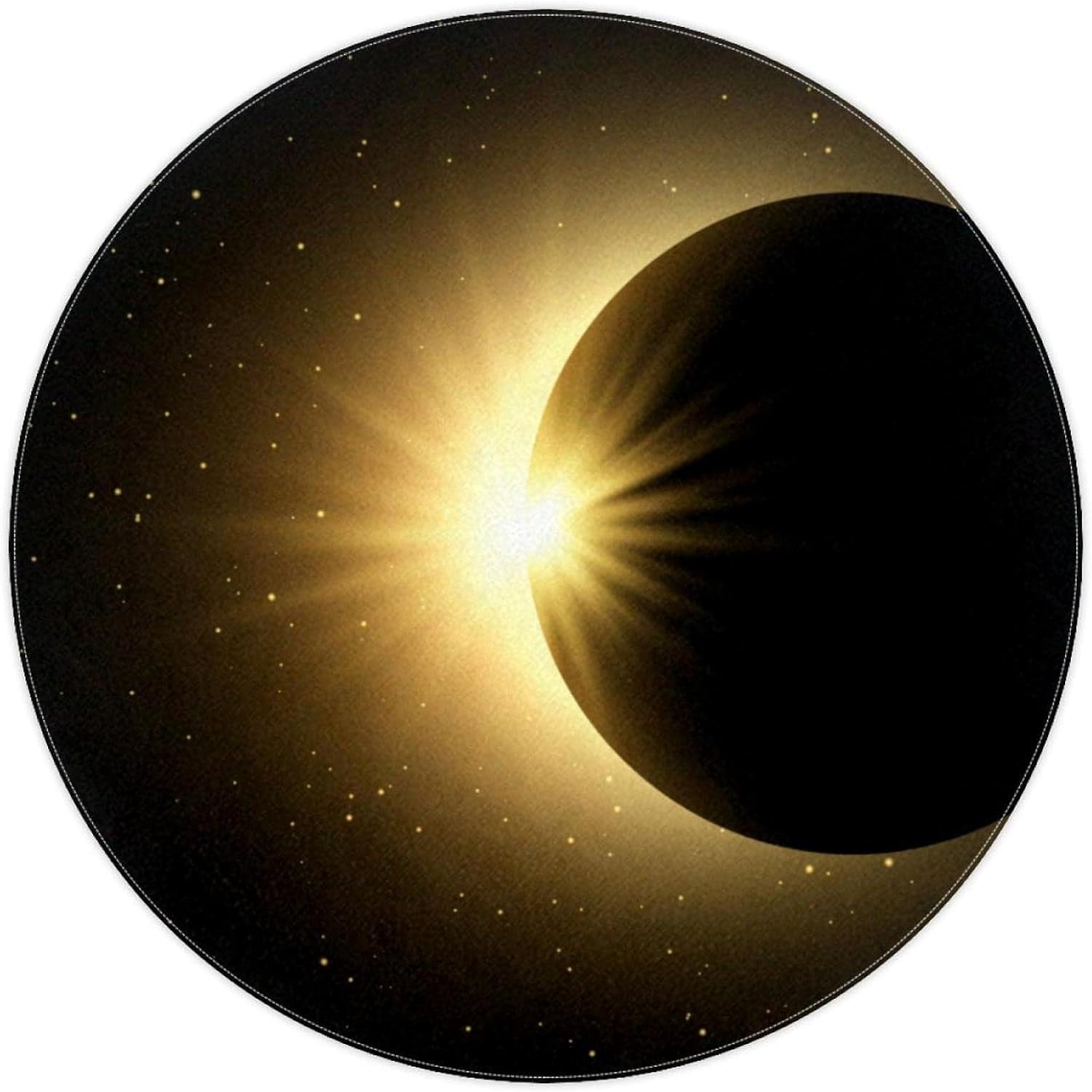 Black Space Sky Background with Solar Eclipse Round Area Rug Non-Slip ...
