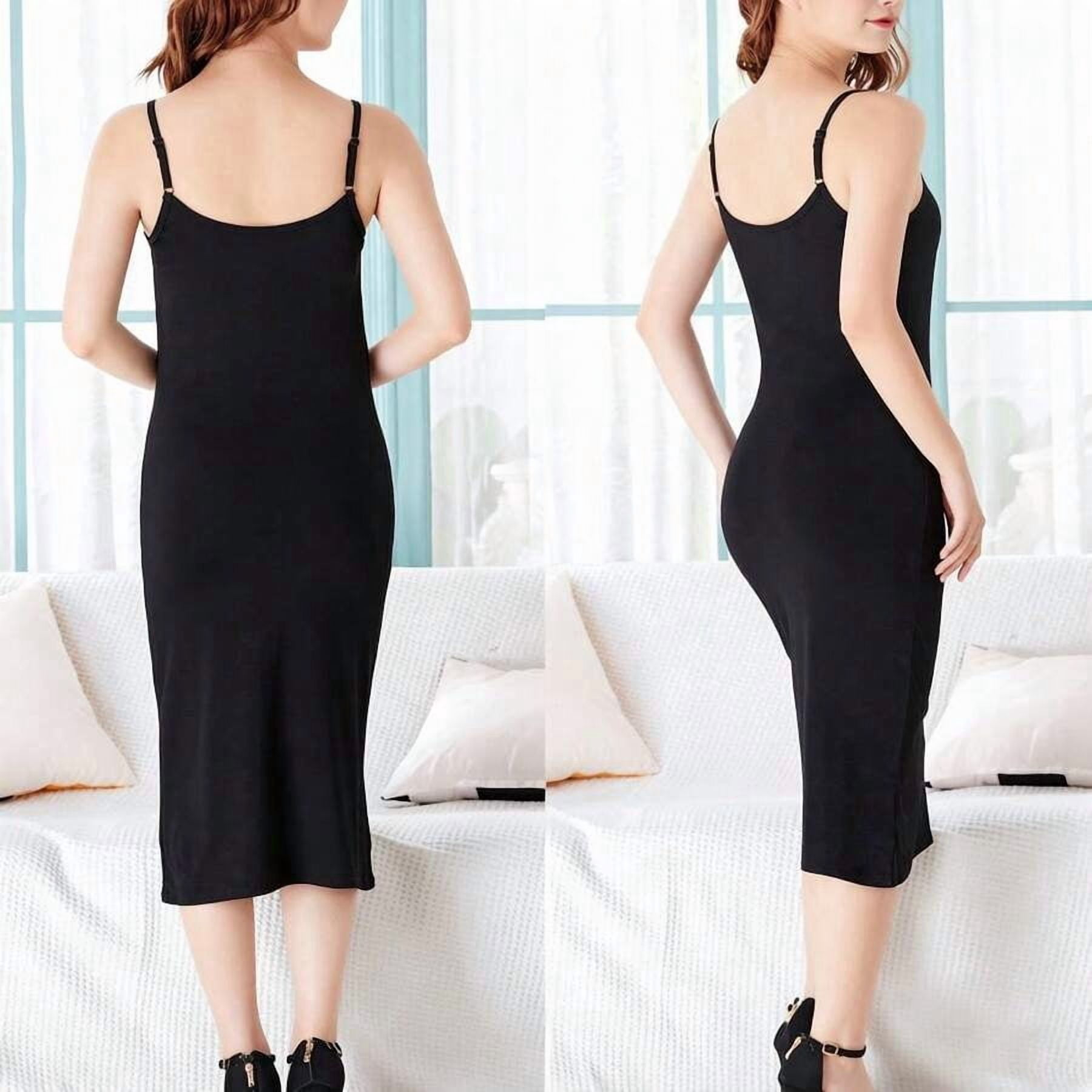 Black Spaghetti Strap Sleep Dress, Womens Slim Fit Knee-Length ...