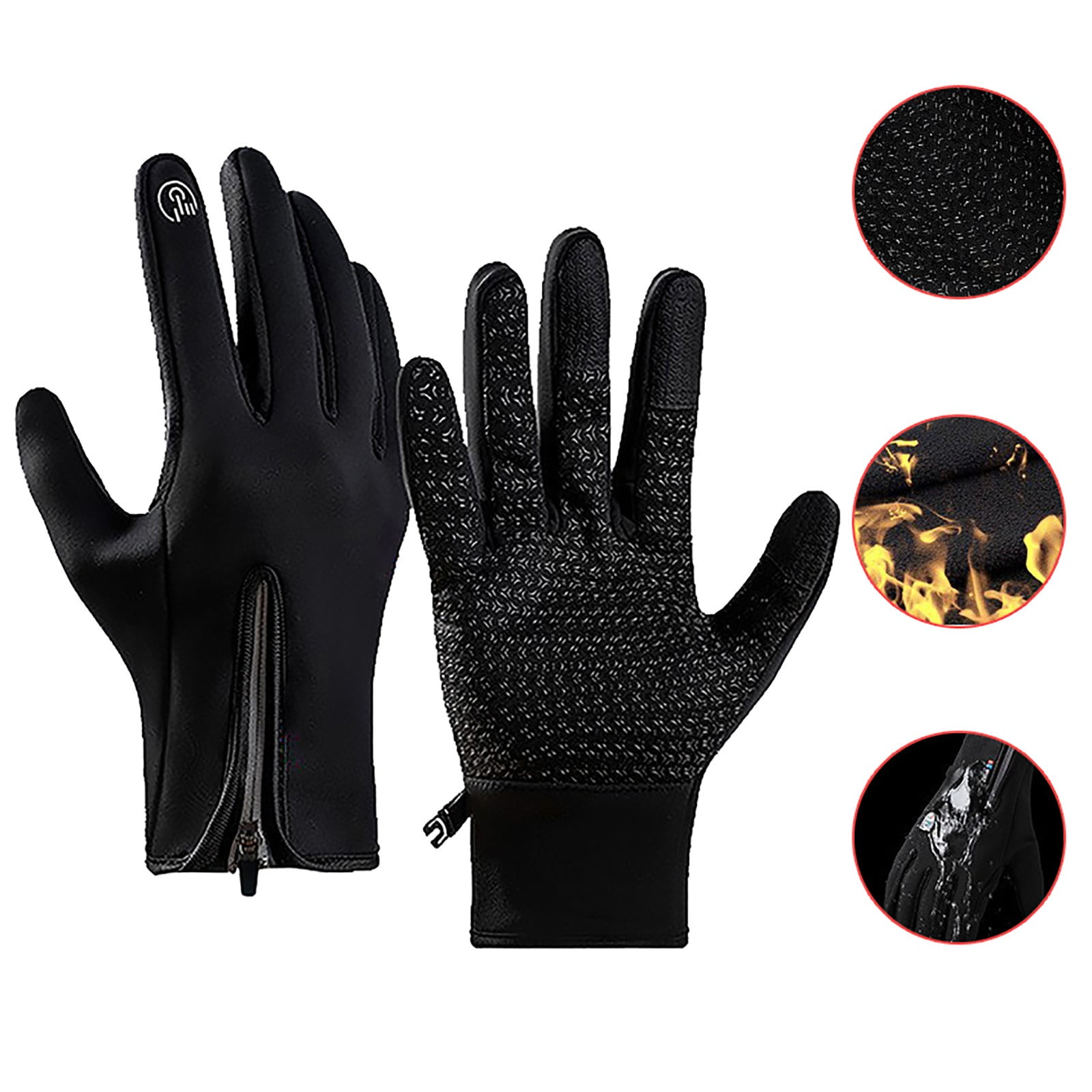 Black Spandex Extra Large Winter Gloves for Men Touchscreen Thermal ...