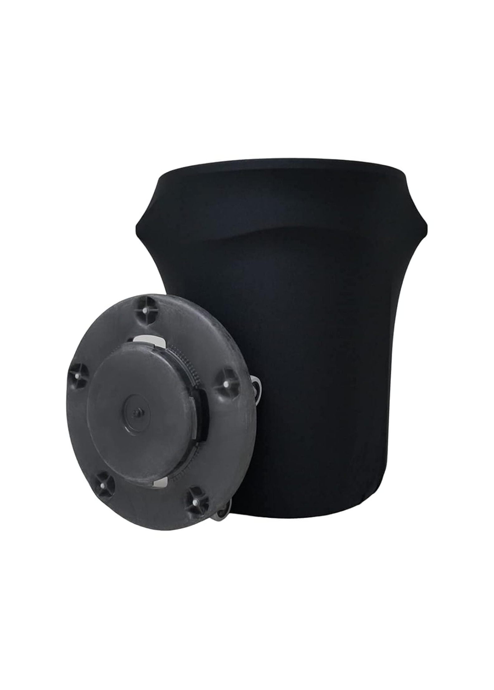 Black Spandex Stretch Trash Can Cover for 44 Gallon Round Bins ...
