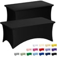 Black Spandex Tablecloths 2 Pack 6FT Fitted Stretch Covers for ...