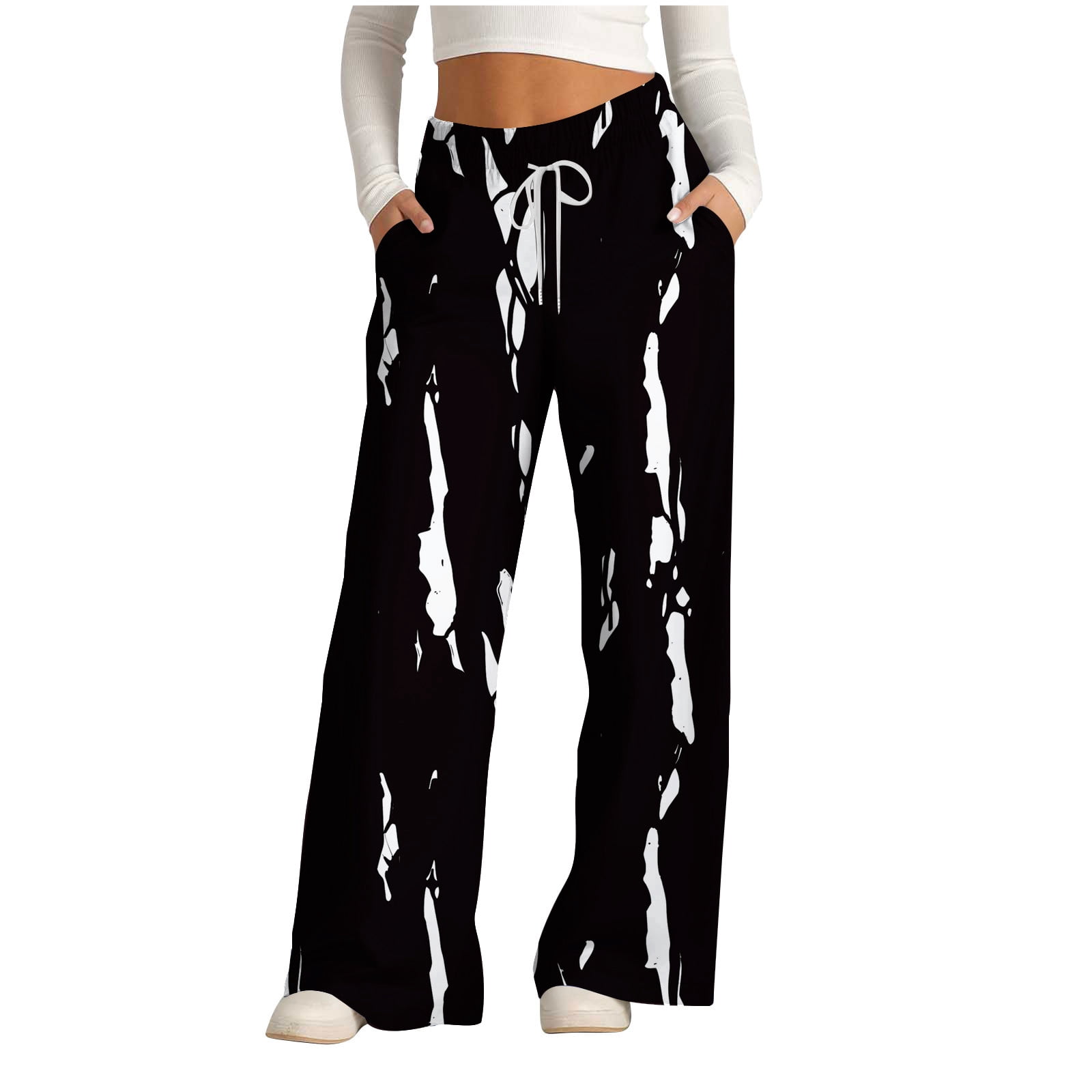 Black Spandex for Women Summer Fall Flower Graphic Loose Fit Lounge ...