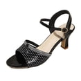 Black Sparkling Heel Peep Toe Plus Size Comfortable High Heels Shoes ...