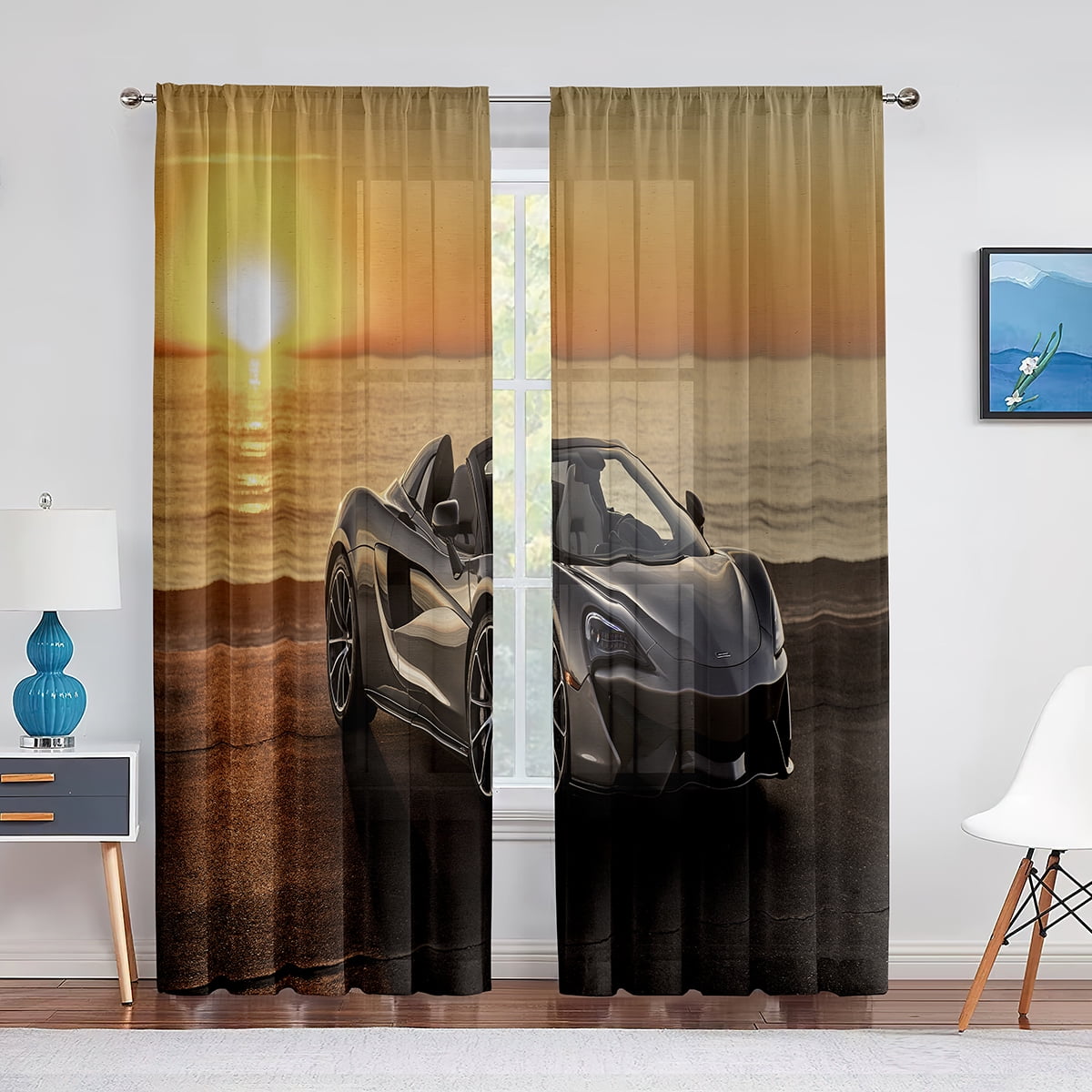 Black Speed Sport Car Thin Cloth Curtain for Living Room Bedroom r ...